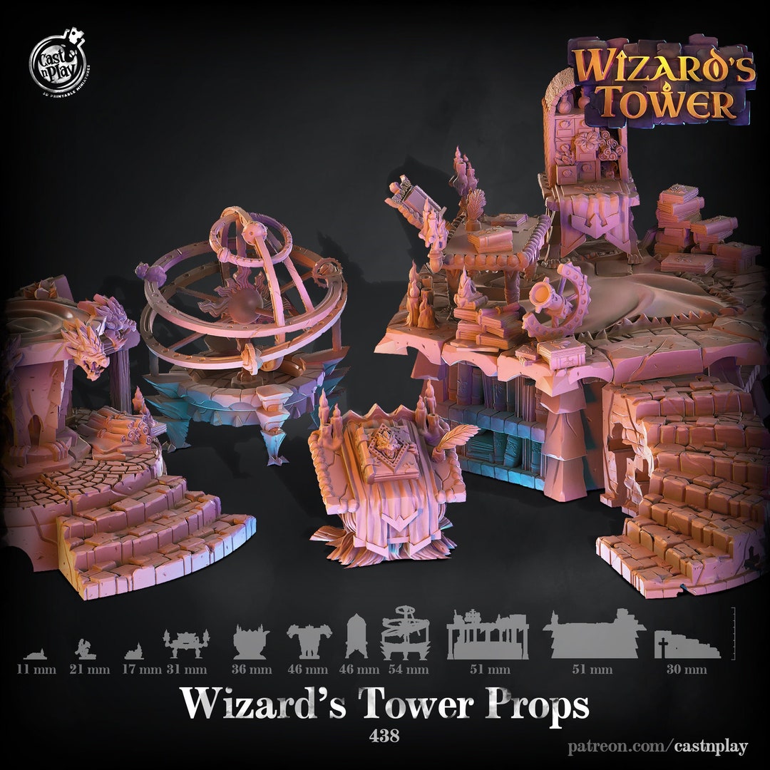 Wizard's Tower Props Full 11 Piece Set |solid Resin 28mm, 32mm ...