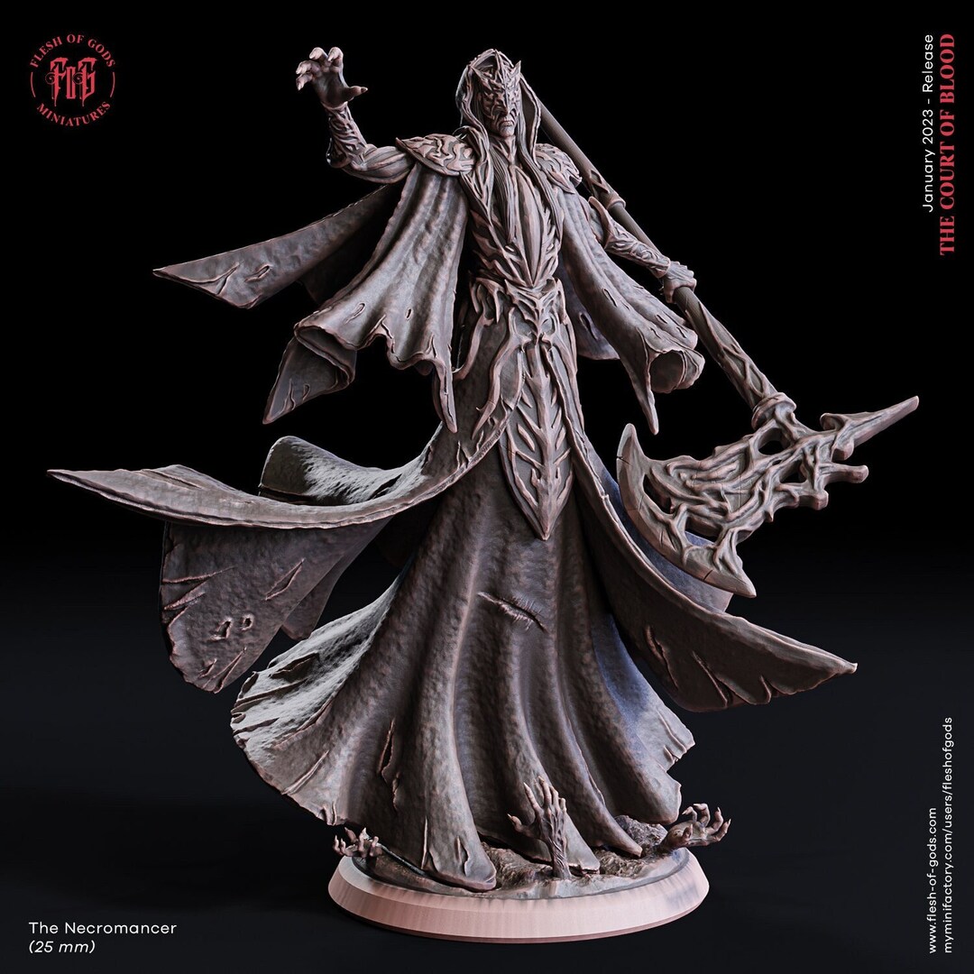 Necromancer Miniature | Lich Spellcaster | Resin 28mm 32mm 54mm 75mm ...