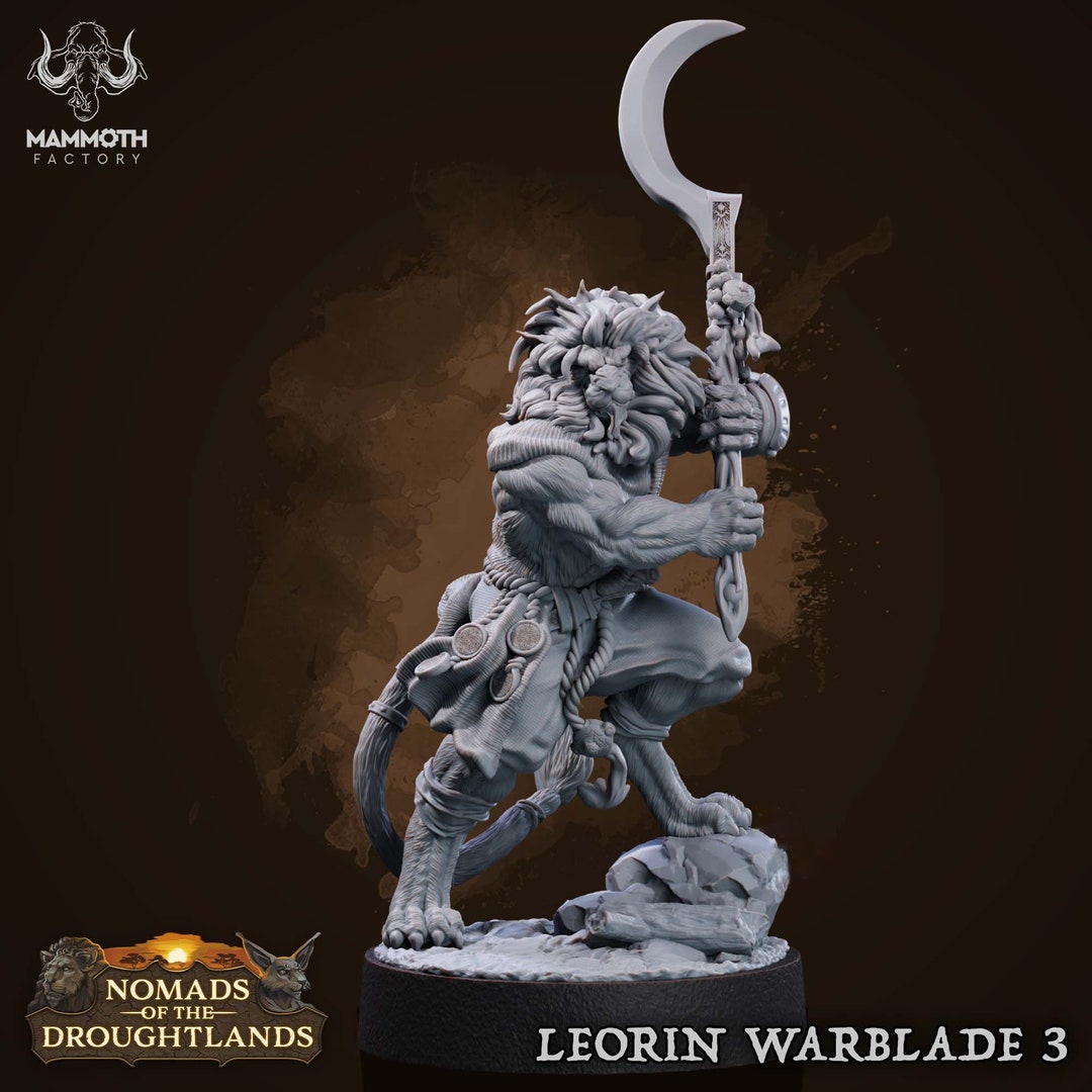 Leonin Lionfolk Fighter Barbarian Unpainted | 28mm,32mm,54mm,75mm Scale ...