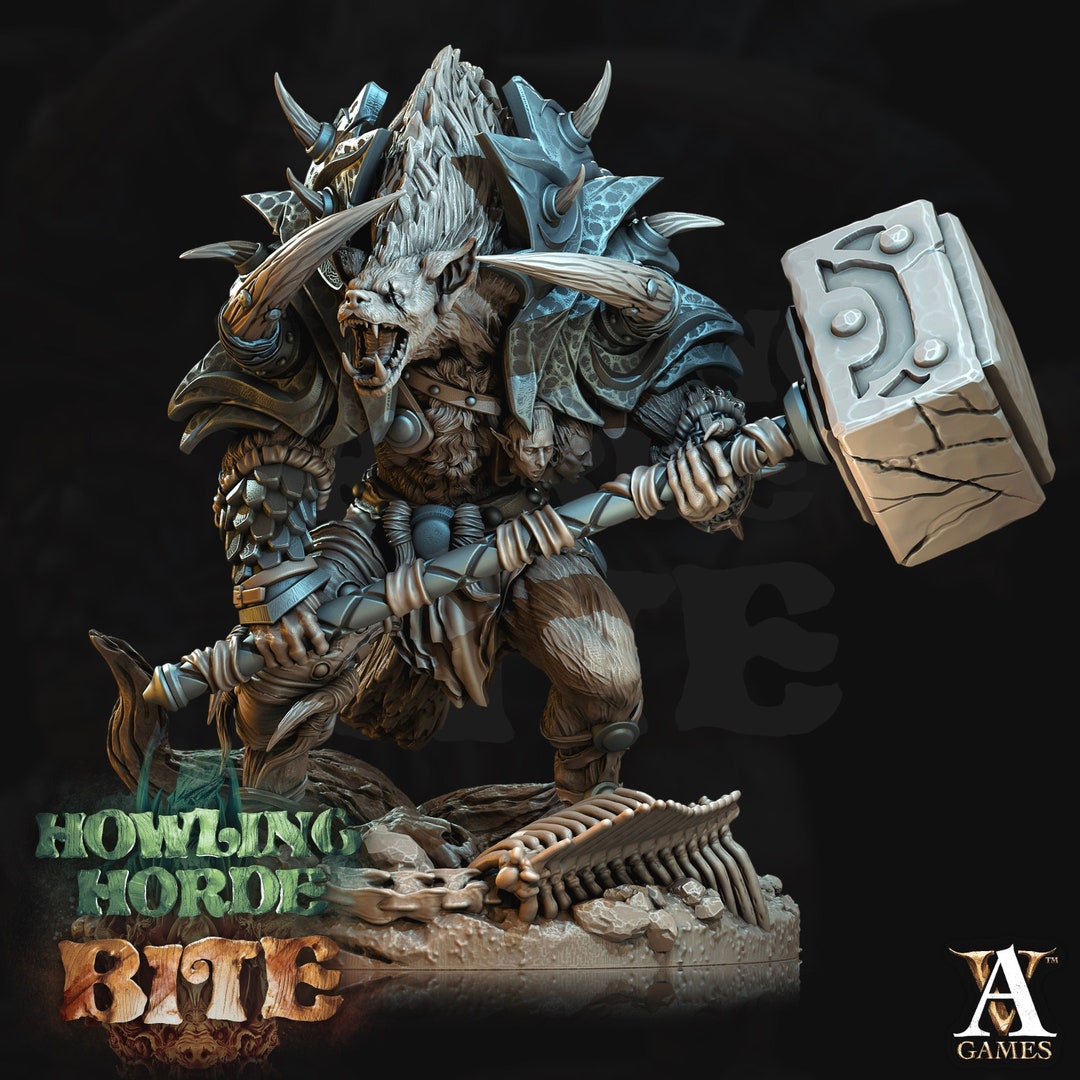 Gnoll Barbarian Brute W/hammer | Resin Miniature | Dungeons and Dragons ...