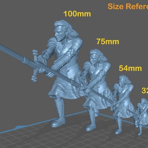 Human Highlander Ranger Fighter Miniature 28mm, 32mm, 54mm,75mm,100mm ...