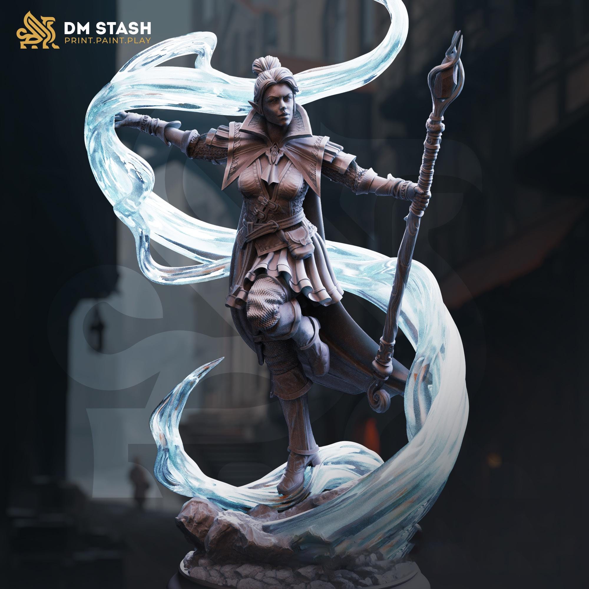 Female Drow Warlock Miniature