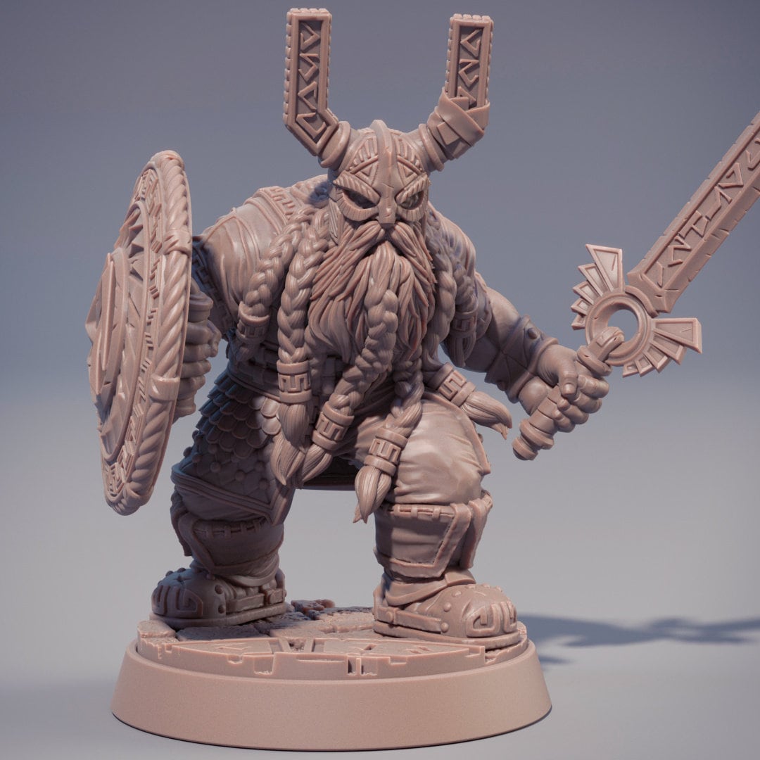 Dwarf Fighter Sword and Shield Miniature |dnd| 5 Sizes /scales ...