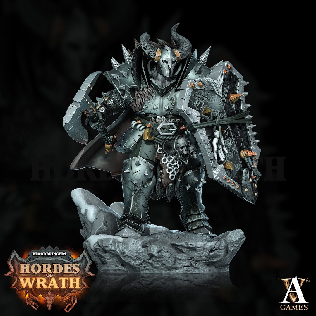 Human Oathbreaker Paladin Chaos Knight Axe & Shield Unpainted Miniature ...