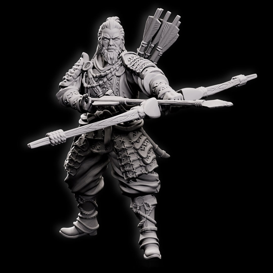Human Fighter Samurai Sharpshooter, Ranger | Miniature 5 Sizes/scales ...