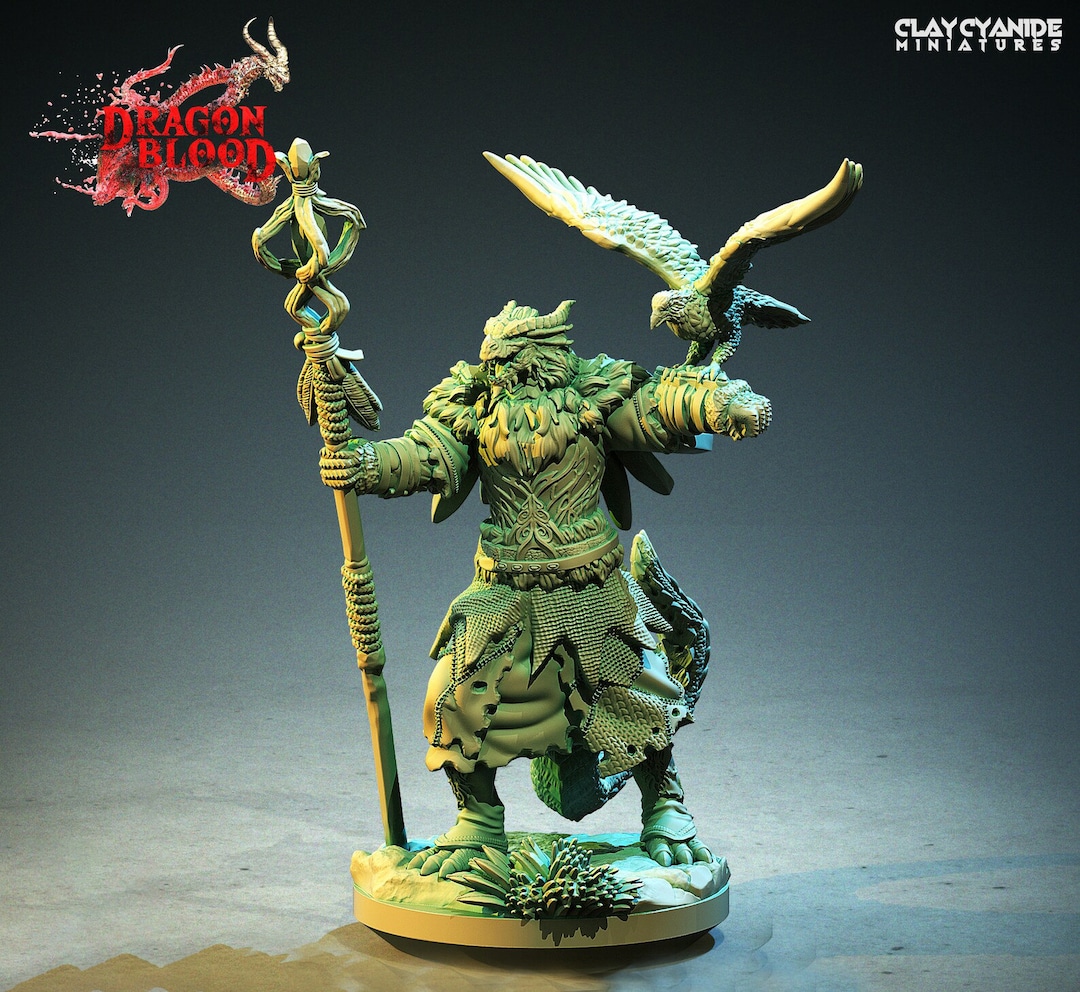 Dragonborn Druid, Wizard | 28mm, 32mm, 54mm,75mm, 100mm Scale Resin ...
