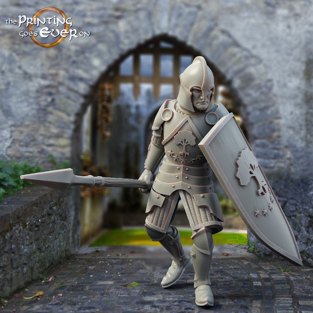 Fighter Soldier Spearman With Shield | 28mm Scale | 32mm Scale | 75mm ...