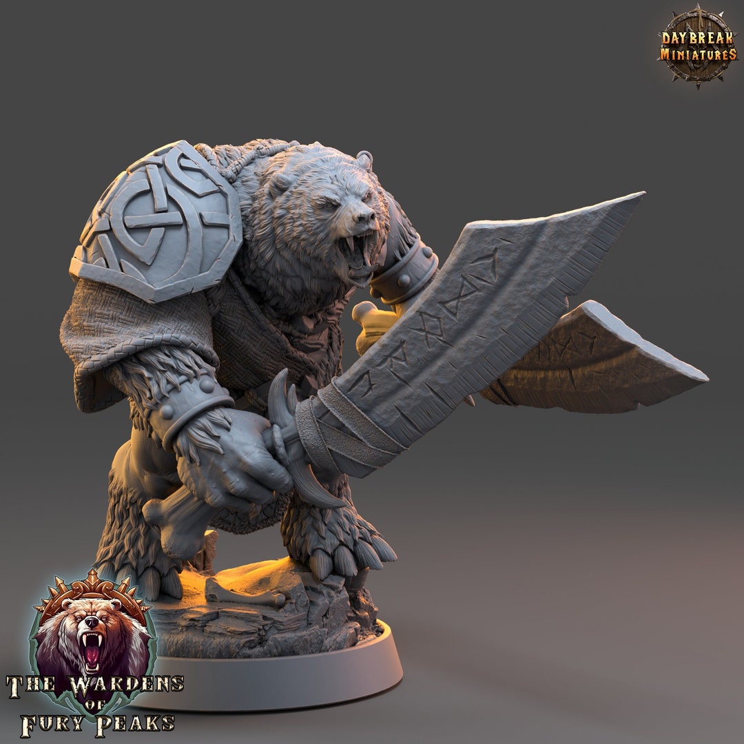 Bearfolk Fighter Werebear Humanoid Scales: 28mm, 32mm,54mm,75mm | D&D ...