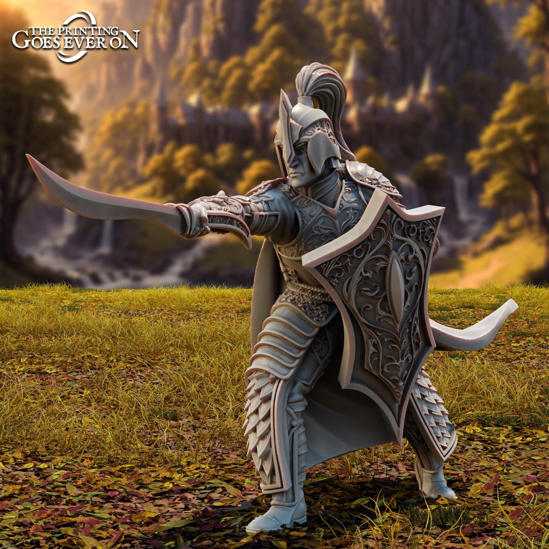 Elf Fighter, Paladin With Sword & Shield | Miniature | 5 Sizes /scales ...