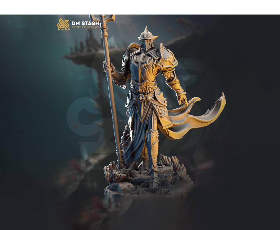 Human Paladin, Fighter Battlemaster Trident | Resin Unpainted Miniature ...