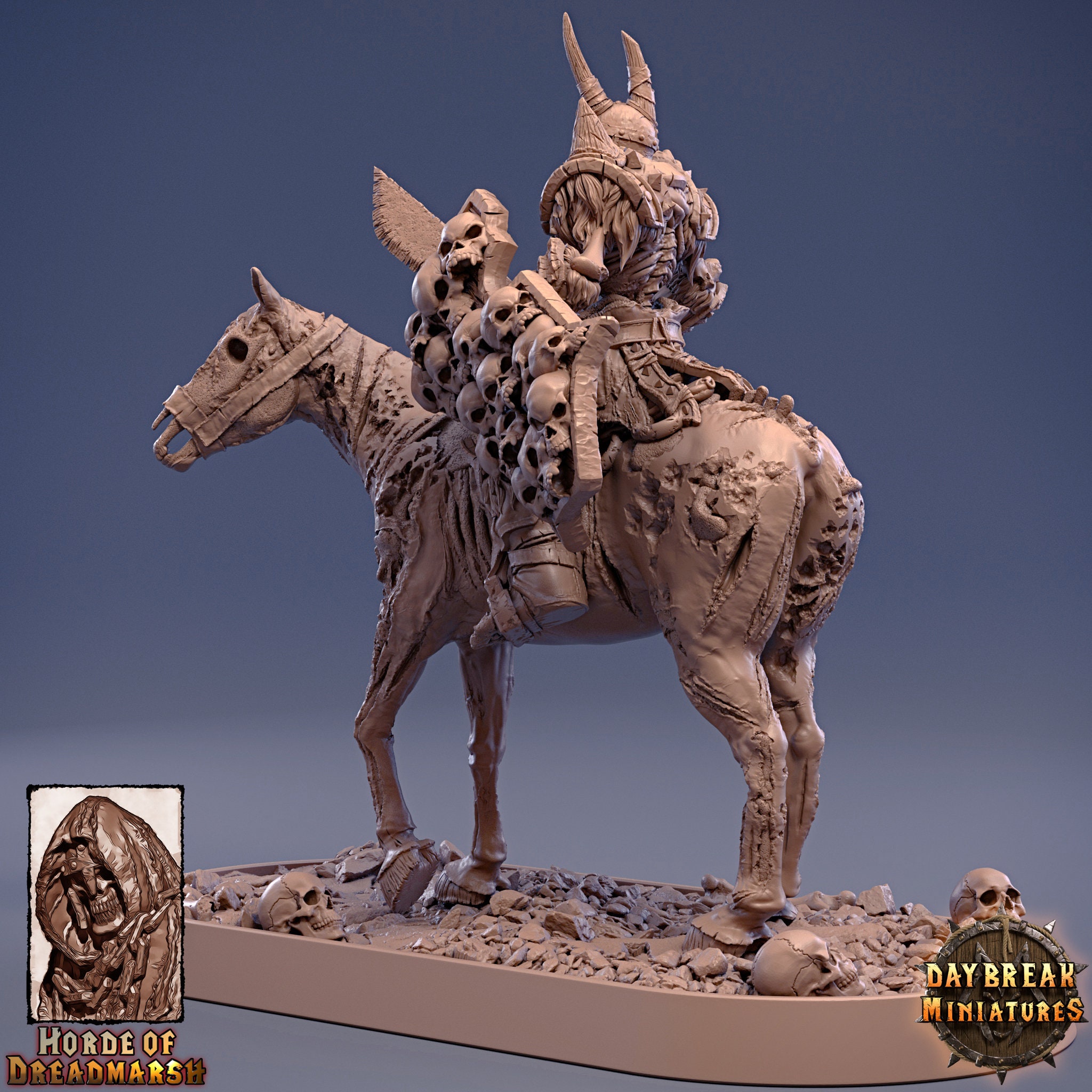 Undead Skeleton Boss Mounted on Undead Horse 28mm Scale - Etsy