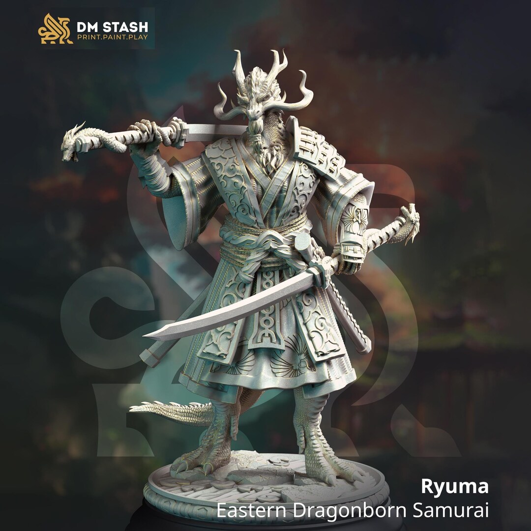 Dragonborn Eastern Fighter Samurai, Paladin, Ranger PC NPC Miniature ...