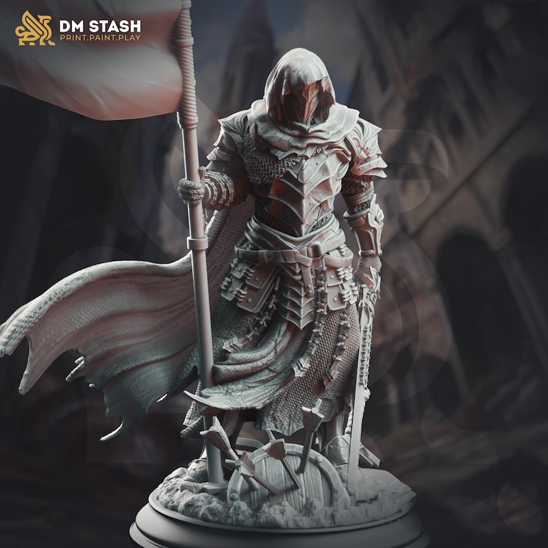 Human Fighter, Paladin, Ranger PC / NPC D&D 5e Unpainted Miniature 28mm ...