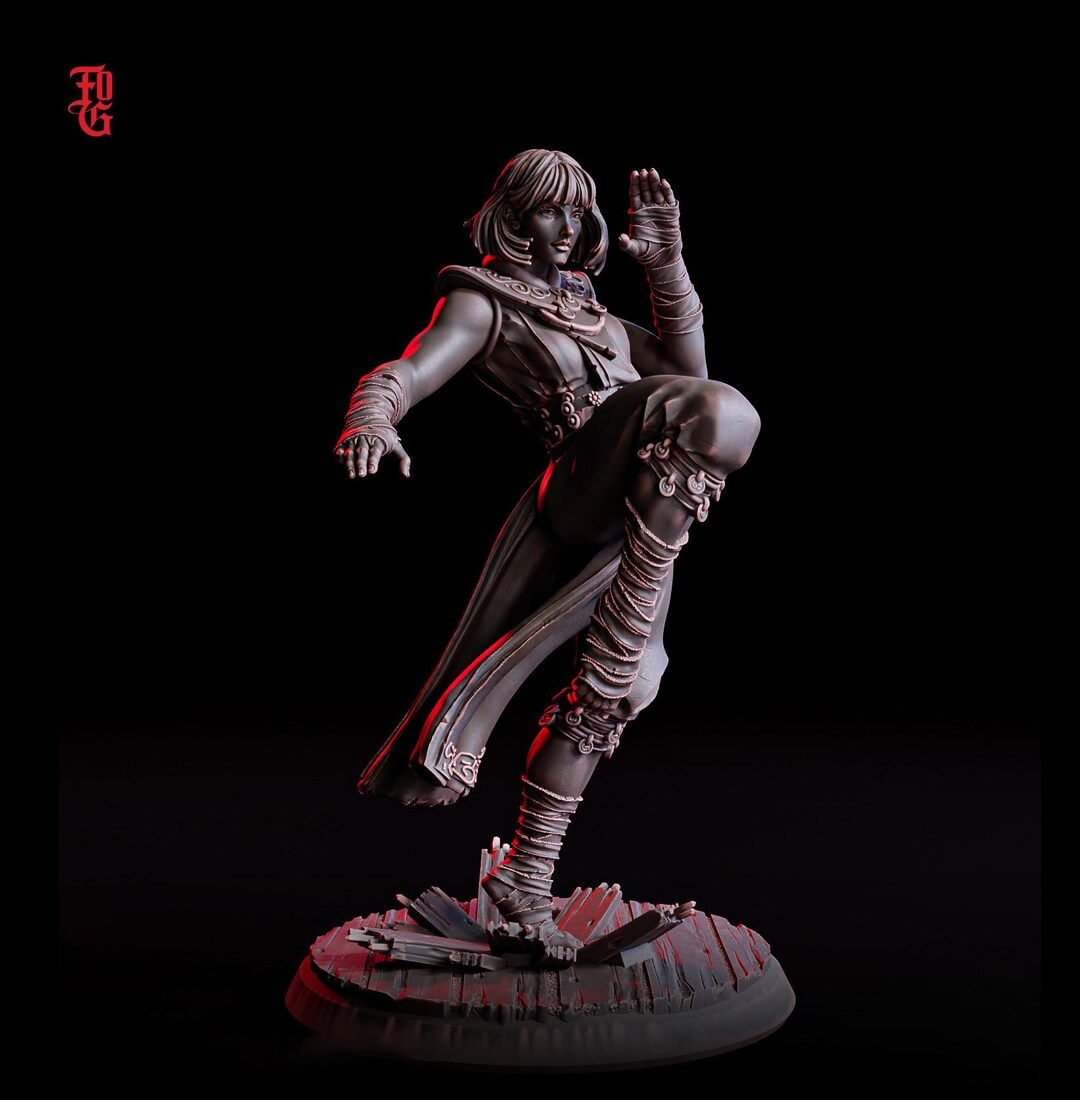 Female Monk Miniature | Martial Artist Fighter | Resin 28mm 32mm 54mm ...