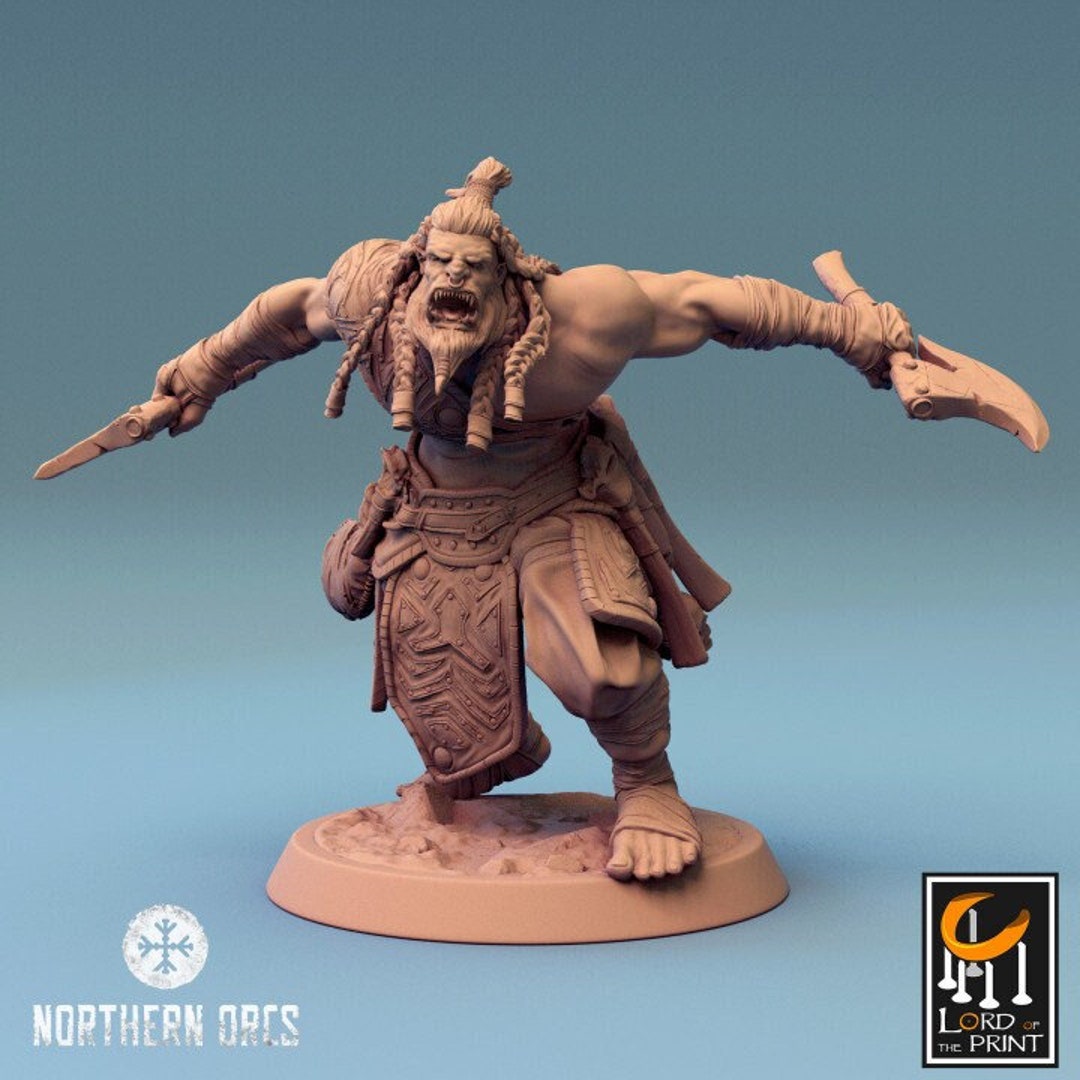 Orc Fighter Barbarian Dual Battle Axes, Half-orc | Scales: 5 Sizes ...