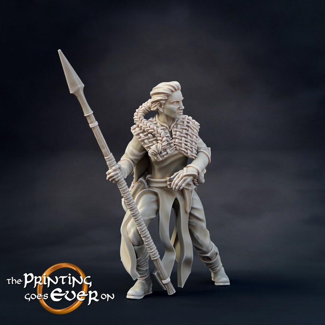 Human Ranger Fighter With Spear | Miniature | 28mm Scale | 32mm Scale ...