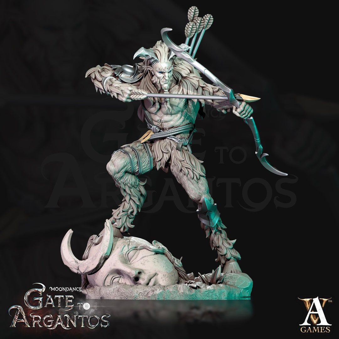Satyr Archer, Goat-man PC NPC Fey Miniature | 28mm, 32mm, 75mm Scales ...