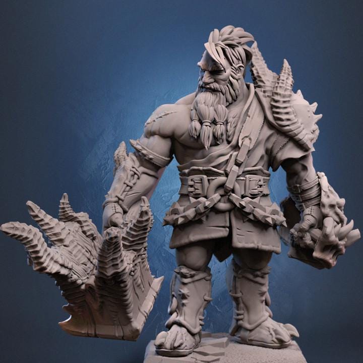 Dwarf Barbarian Miniature | Berserker Warrior | Unpainted Resin RPG ...