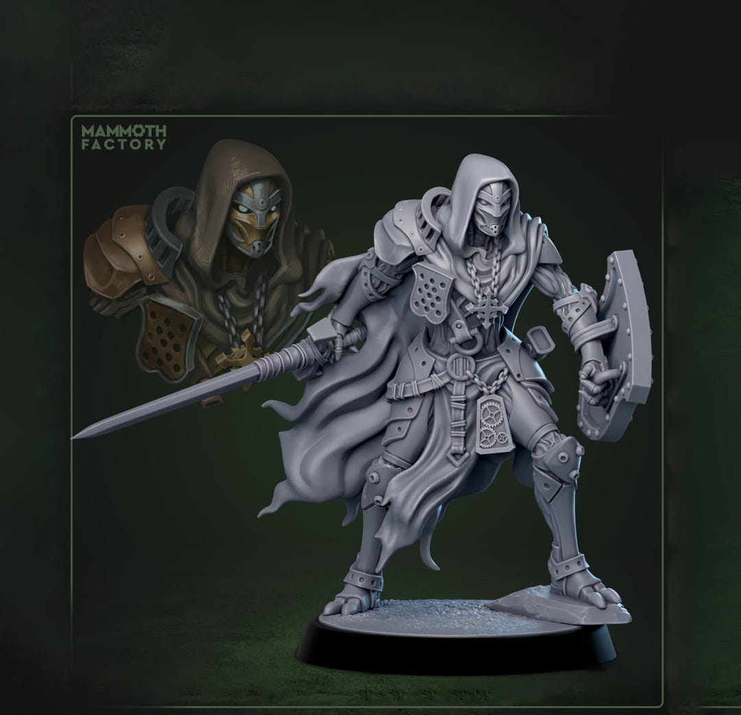 Forgeborn Templar Clockwork Knight Mechanical Paladin Fantasy Miniature ...