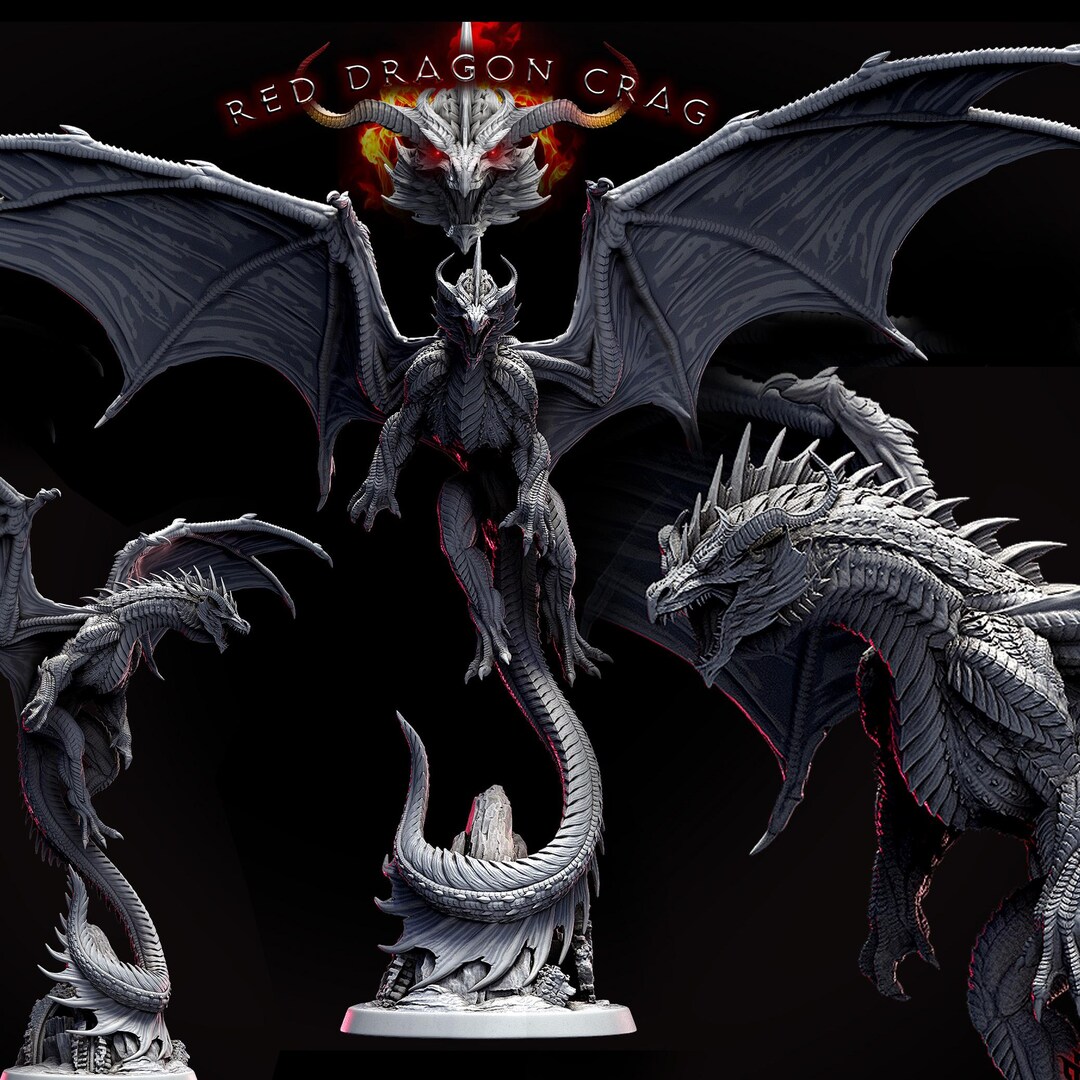 Legendary Chromatic RED Dragon (4 Sizes) D&D Miniature | 310mm Wing ...