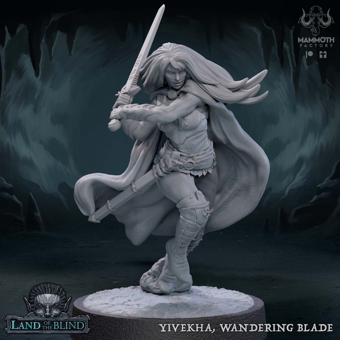 Female Human Fighter Swordmaster Ranger | 28mm, 32mm, 54mm, 75mm Scale Resin Miniature |dungeons ...