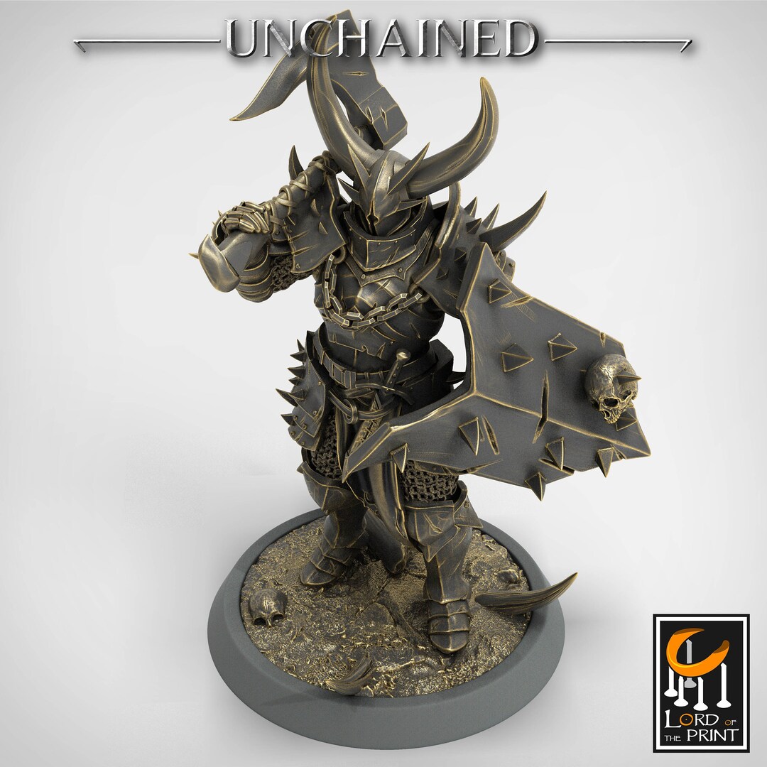Fighter Axe and Shield, Oathbreaker Paladin, Unpainted Miniature | 28mm ...