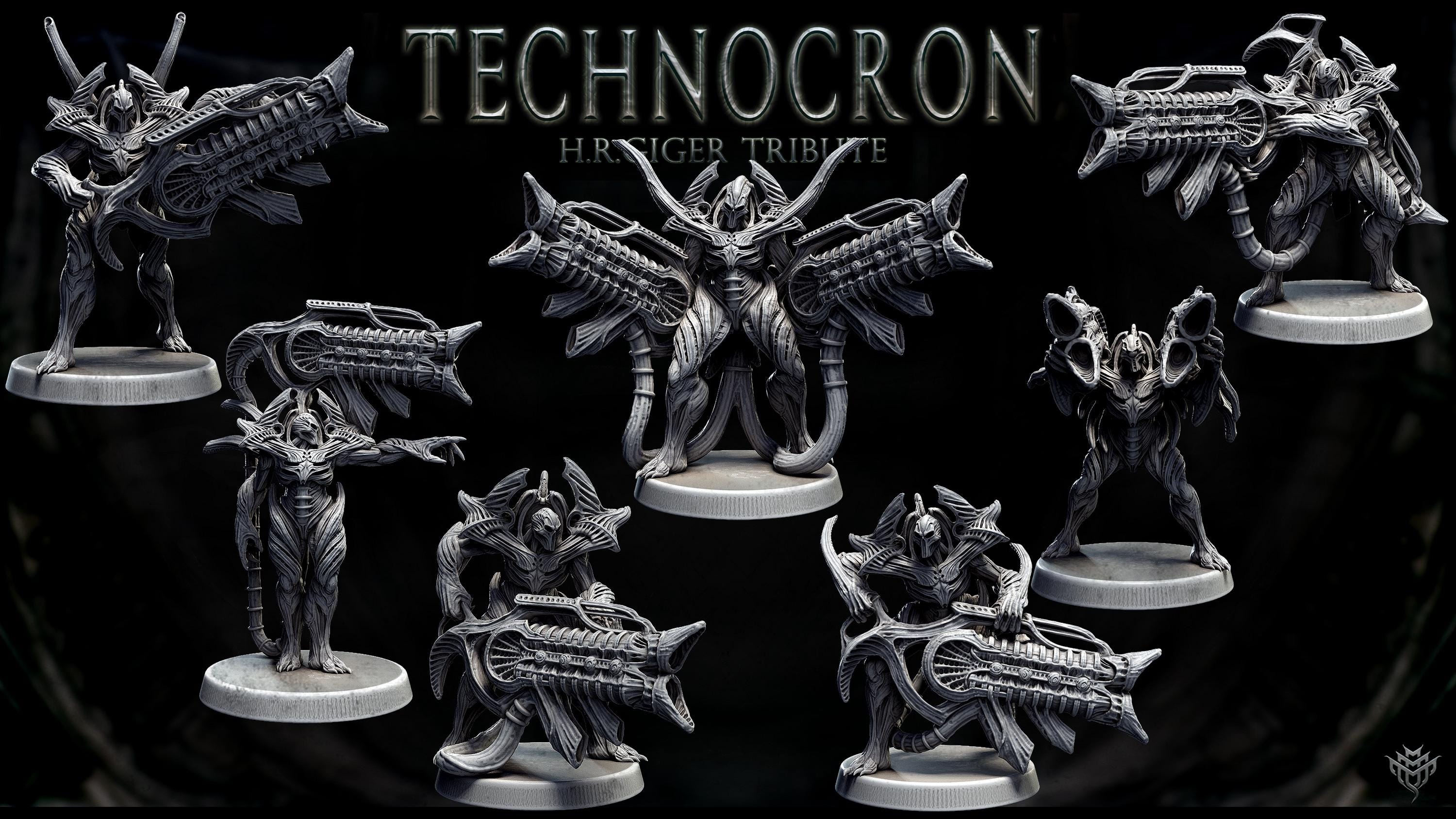 Sci-fi Miniature Robot Infantry, H.R Giger Style | 5 Base Sizes | Resin ...