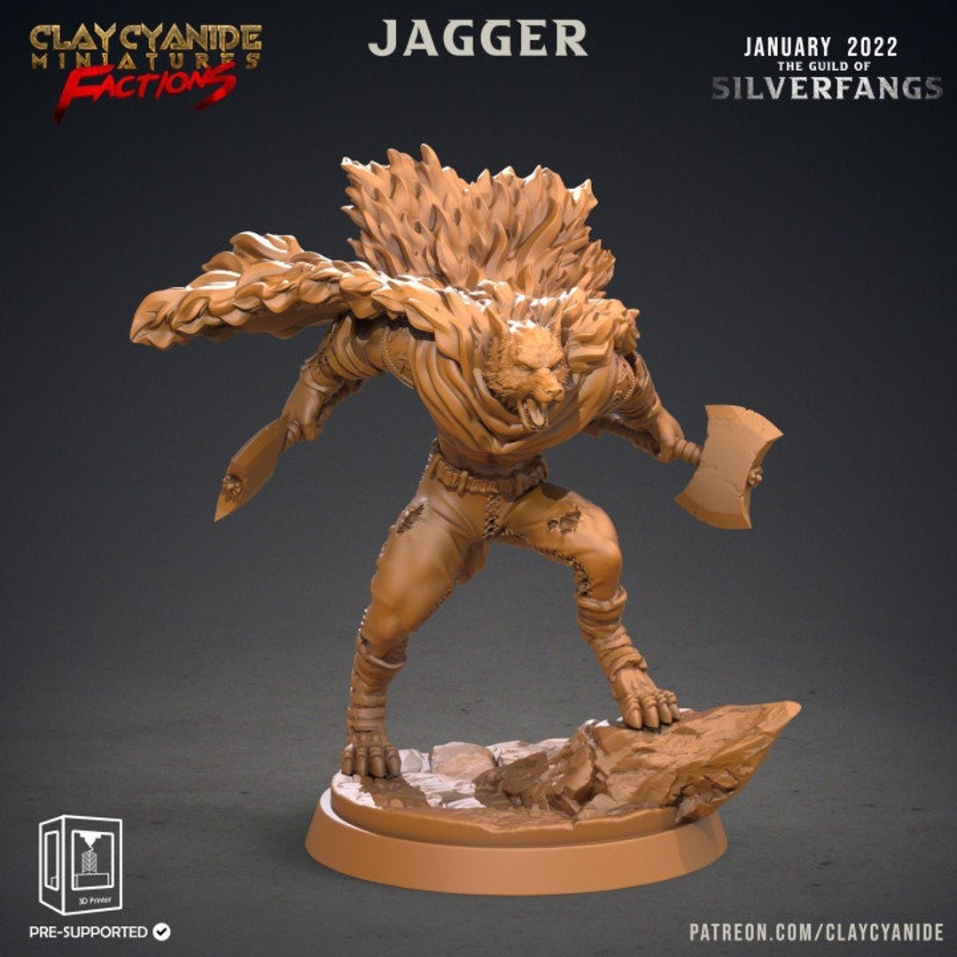 Werewolf Fighter, Wolf Folk, Wolfkind | 28mm, 32mm,75mm Scales | Resin ...