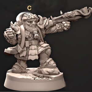 Dwarf Fighter Crossbow Expert & Gunslinger, Artificer Miniature Dungeons and Dragons 28mm,32mm ...