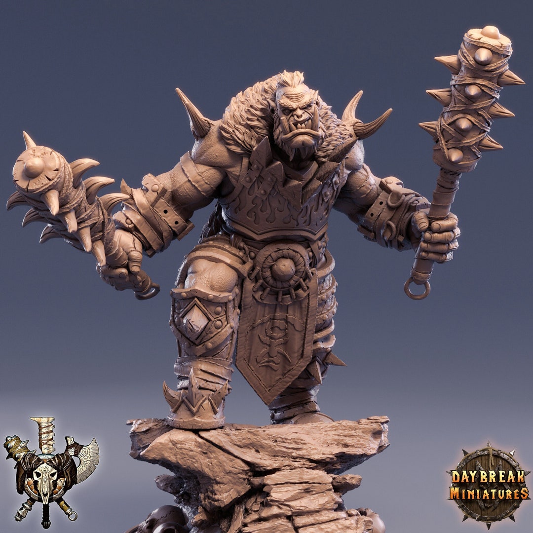 Orc Fighter Warrior Barbarian 2-weapon Style Mace With Spikes | Scales ...