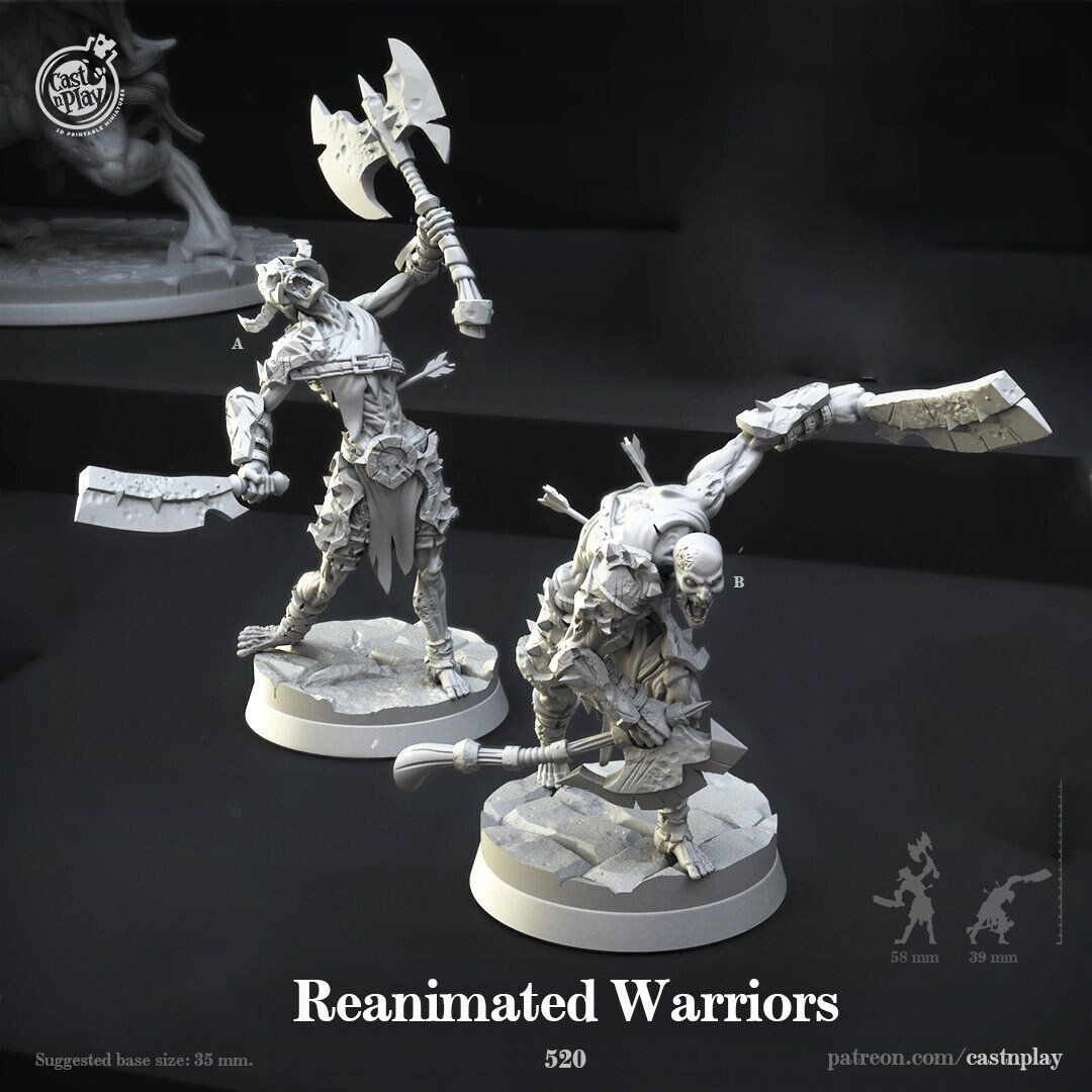 Skeleton Fighters Undead Miniatures Reanimated Warriors | D&D | 28mm ...
