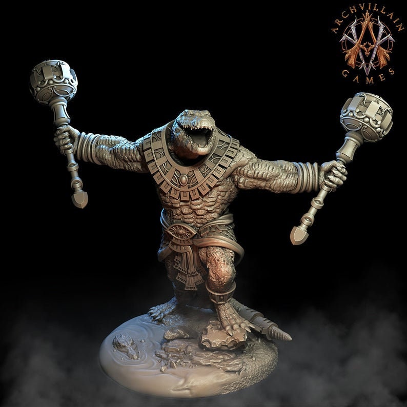 Lizardfolk Crocodilian Lizardman | 32mm Scale 60mm | 28mm Scale 55mm ...