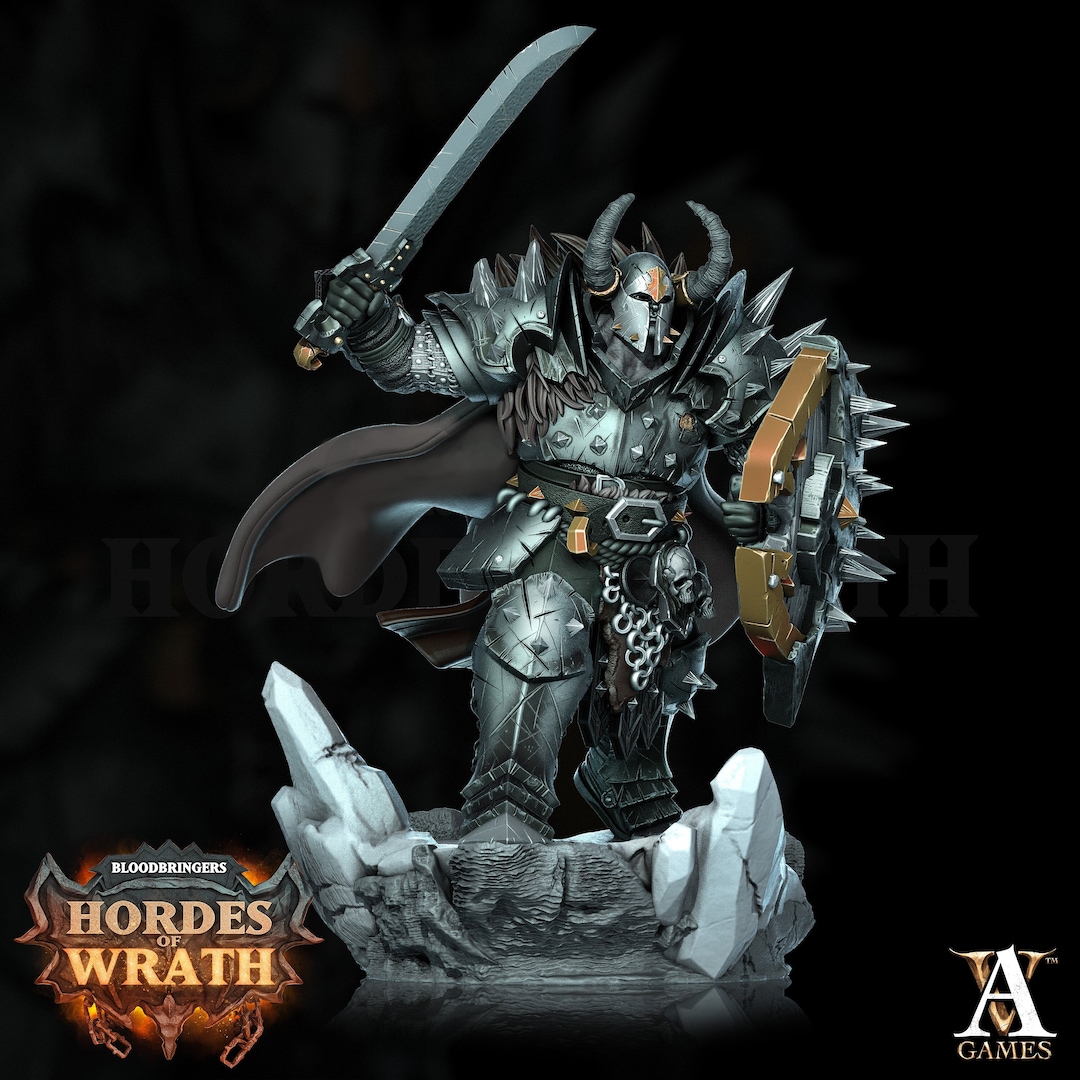 Human Oathbreaker Paladin Chaos Knight Sword & Shield Unpainted Miniature | 28mm, 32mm, 54mm ...
