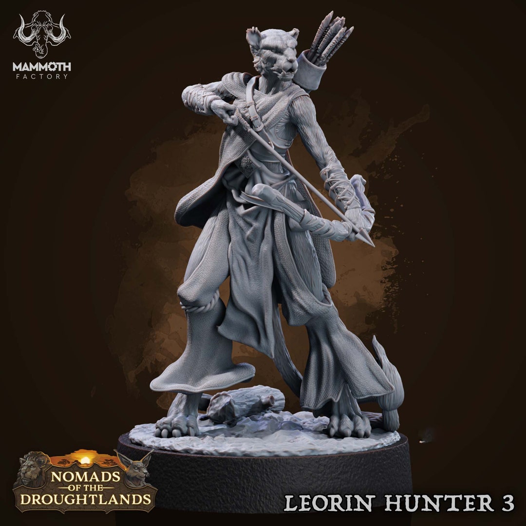 Female Leonin Lionfolk Tabaxi Fighter Ranger Unpainted | 28mm,32mm,54mm ...