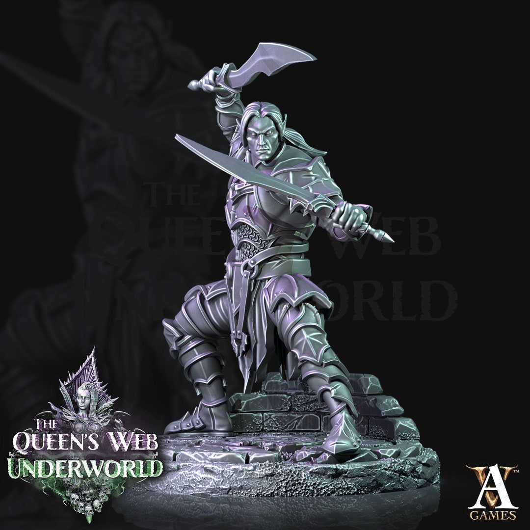 Dark Elf Drow Fighter | 28mm, 32mm, 75mm | Dnd 5e Miniature | Dungeons ...