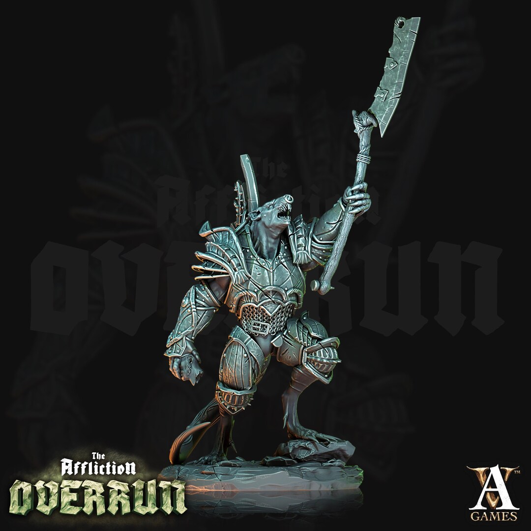 Large Wererat in Heavy Armor Ratfolk | Resin Miniature | 3/sizes Scales ...