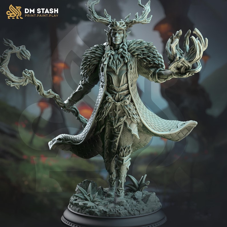 Druid Circle of the Land With Staff Unpainted Miniature | 5 Sizes ...