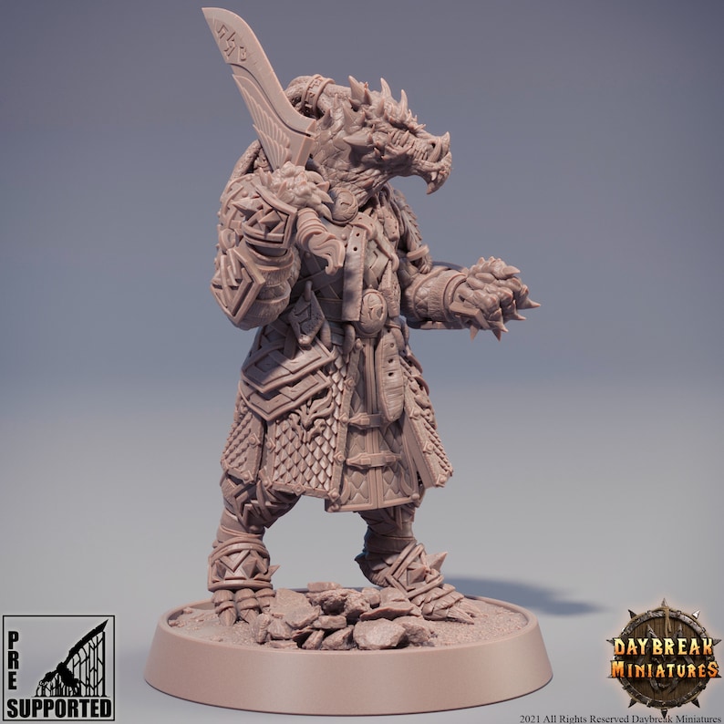 Dragonborn Fighter Dnd Miniature 28mm 32mm 75mm Scale - Etsy