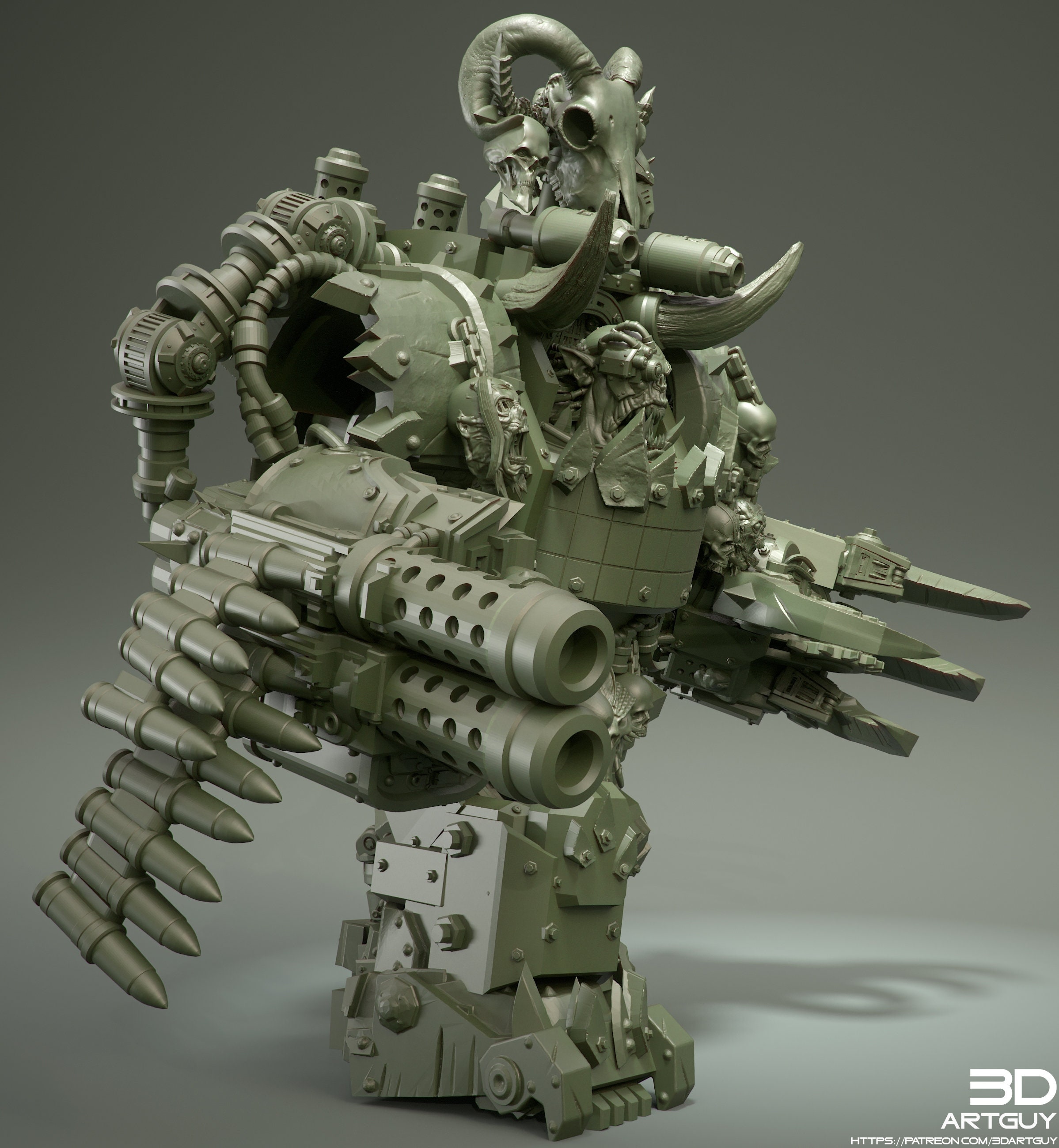 Mech Armored Orc Miniature | Sci-fi Warboss | Resin 28mm 32mm 50mm 75mm ...