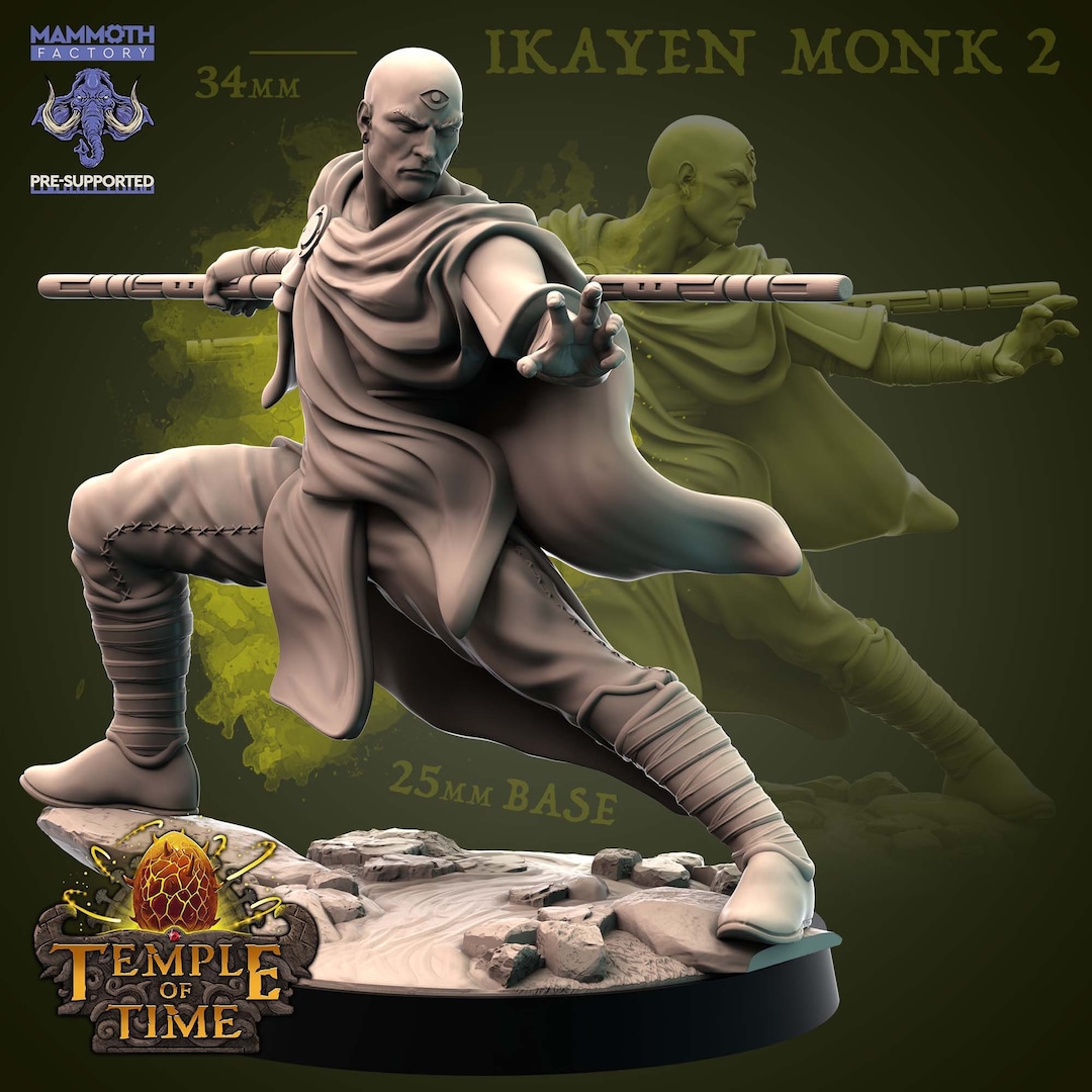 Human Male Monk Sorcerer | 28mm, 32mm, 75mm Scale Resin Miniature ...