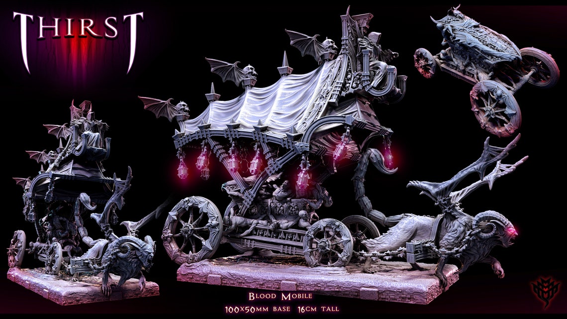 Vampire Coven Blood Throne Coach 28mm 32mm Scale 165mm Base D&D Undead ...