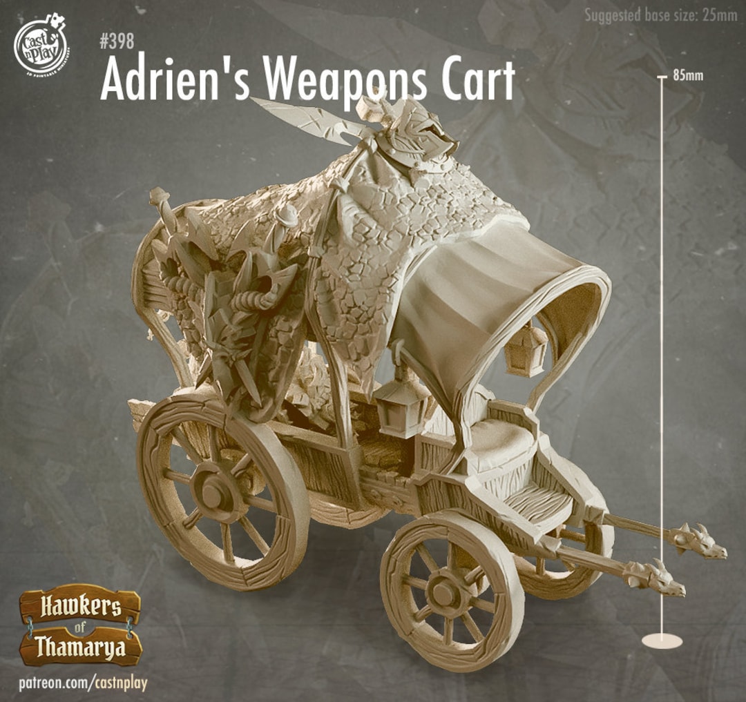 Weapons Dealer Wagon/cart W/ NPC Dealer Mini | 28mm, 32mm, 75mm Scale ...