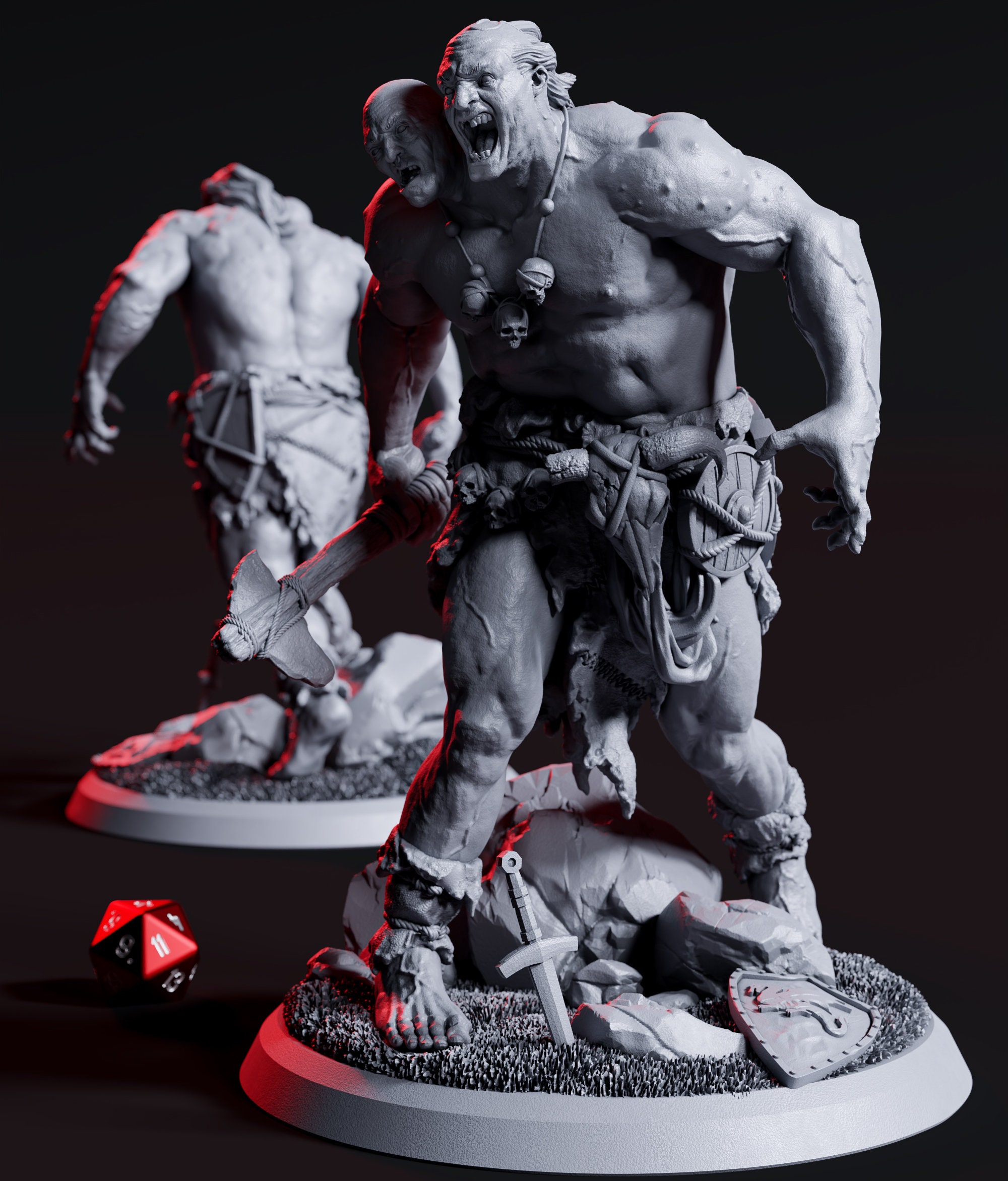 Ettin Giant With Club Weapon | 28mm & 32mm Scale | 97mm Tall | Dnd ...