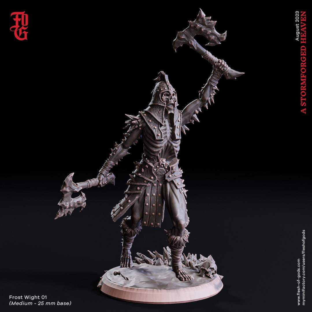 Undead Wight Death Knight Monster With 2 Axes Miniature | 28mm,32mm ...