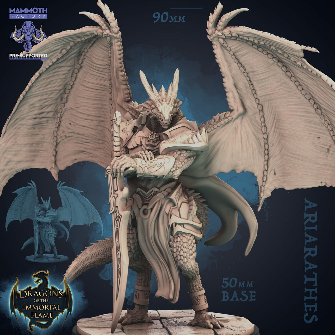 Dragonborn Winged Paladin With Sword | 4 Sizes /scale |resin Miniature ...