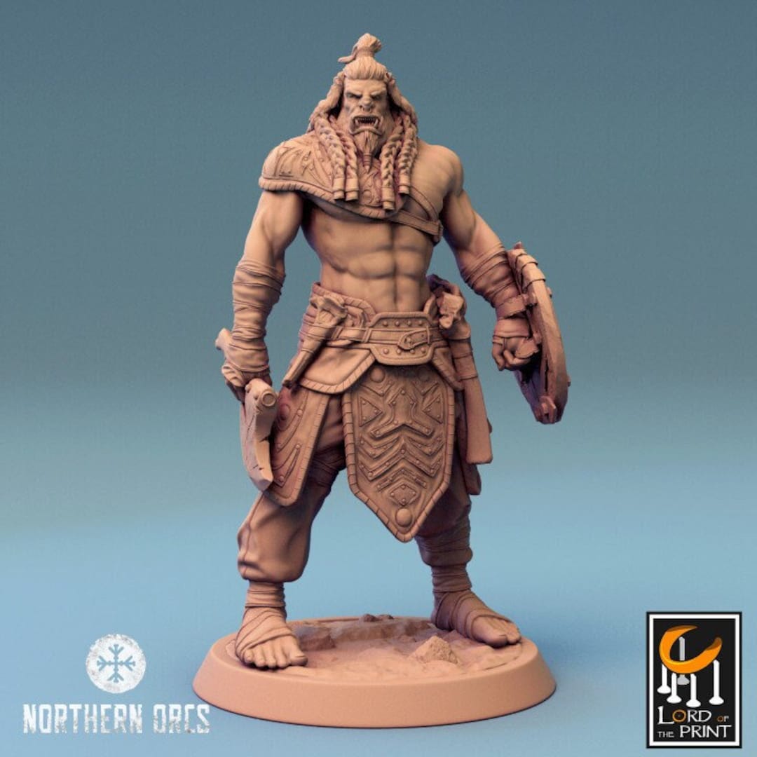 Orc Fighter Barbarian Battle Axe and Buckler, Half-orc | 5 Sizes ...