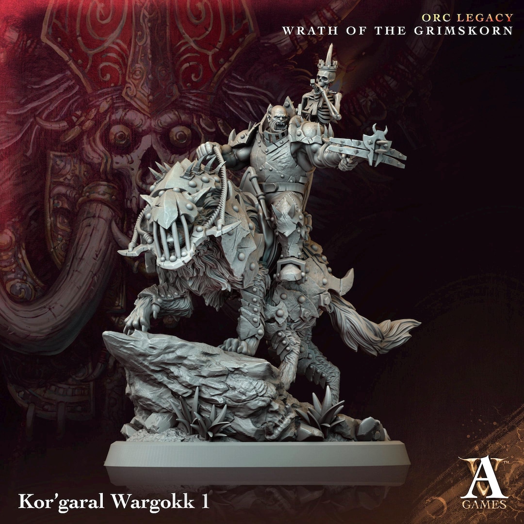 Orc Fighter Barbarian on Giant Dire Wolf, Half-orc | Scales: 28mm,32mm ...