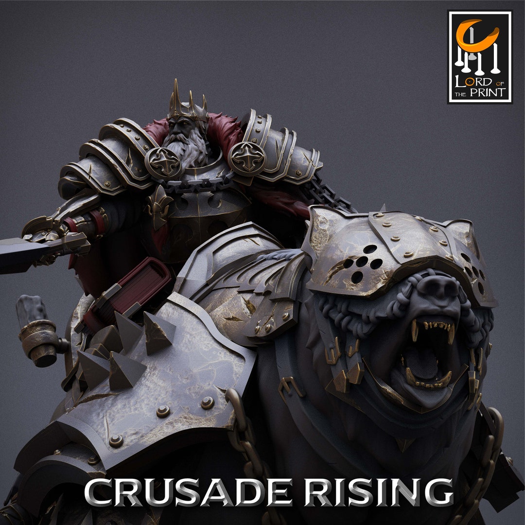 Human Paladin King Knight Templar on Armored Giant Bear, Cavalier | Dnd ...