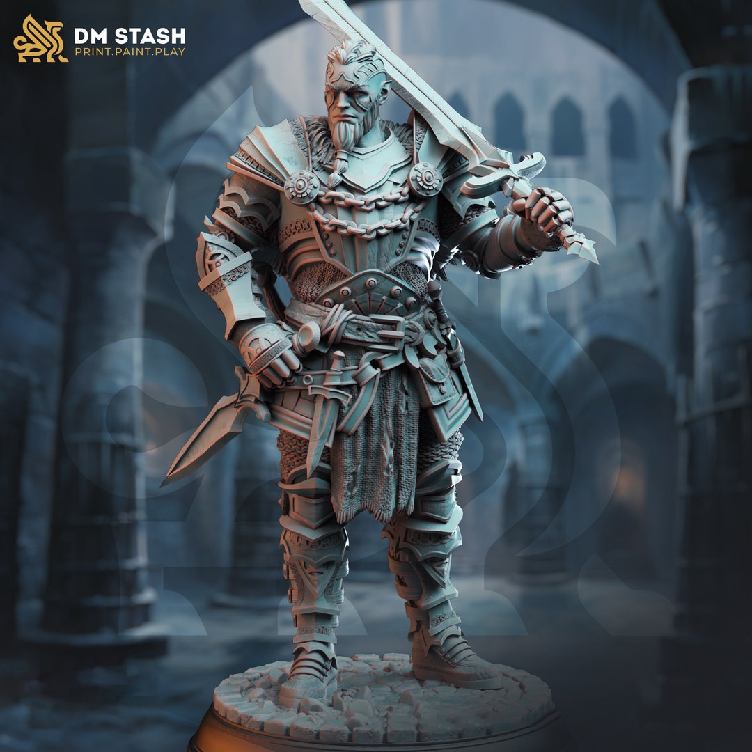 Fighter Battlemaster, Paladin W/ Sword | Miniature | 28mm, 32mm, 54mm ...