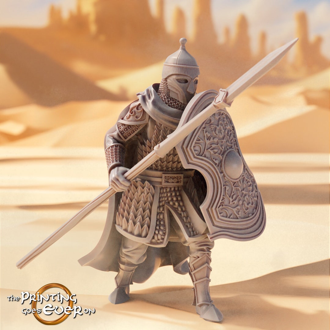 Human Fighter Paladin in Chainmail Spear & Shield Unpainted Miniature ...